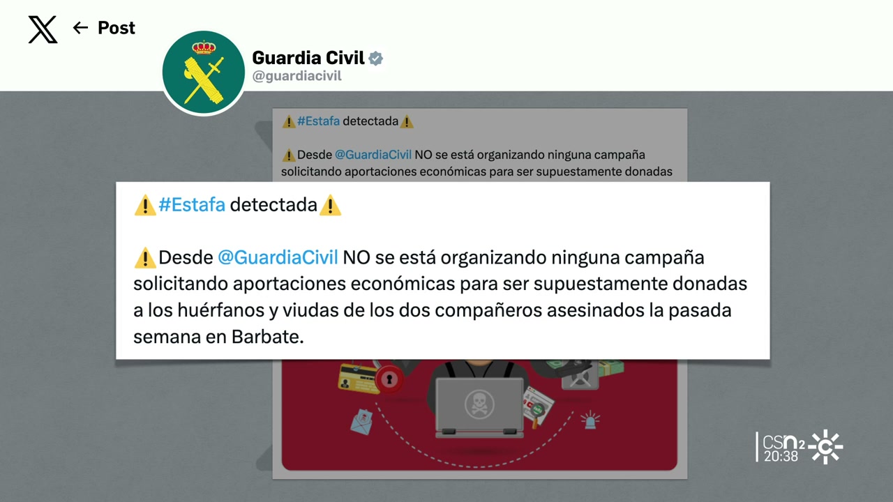 La Guardia Civil alerta de una estafa en la que se solicita dinero para las viudas de los guardias